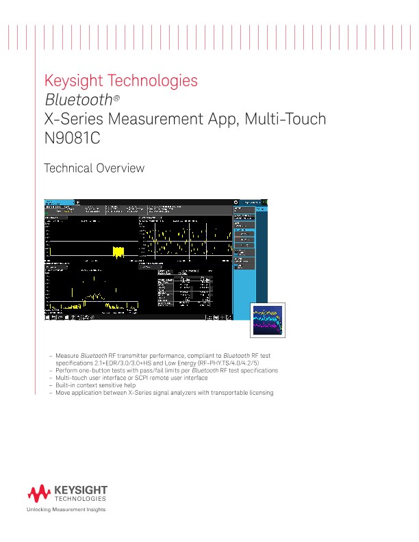 N9081C Bluetooth X-Series Measurement App, Multi-Touch PDF Asset Page | Keysight
